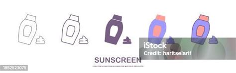 간단한 자외선 차단제 라인 아이콘입니다 획 픽토그램 벡터 일러스트 레이 션은 흰색 배경에 고립되어 있습니다 프리미엄 품질의 상징