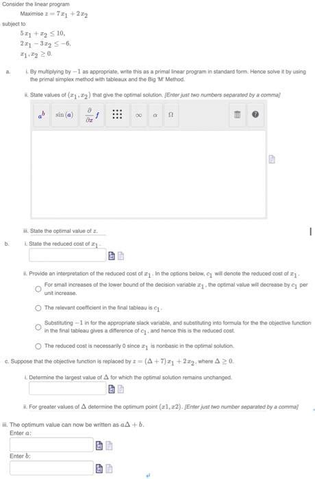 Solved Consider The Linear Program Maximise 27 222 Subject