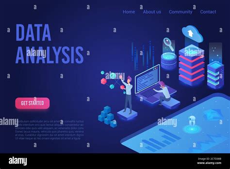 Data Analysis Ultraviolet Light Isometric Web Vector Template Web