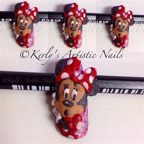 Minnie Mouse 3d Acrylic Nails 3d Acrylic Nails Nail Art Disney