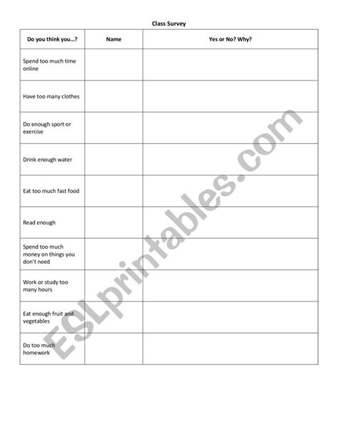 Classroom Survey Esl Worksheet By Xleanghou