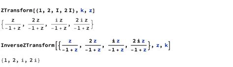 How To Find Discrete Z Transform Of A List Of Complex Numbers