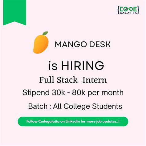 Mangodesk San Francisco Is Hiring Remote Full Stack Interns And
