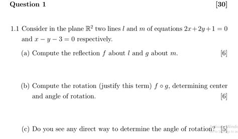 solved 1 1 consider in the plane r2 two lines l and m of