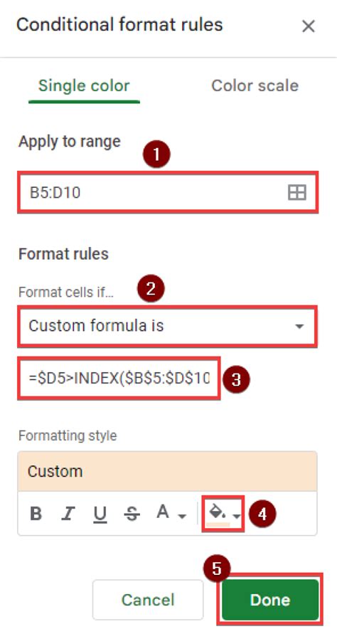 Google Sheets Conditional Formatting With INDEX MATCH