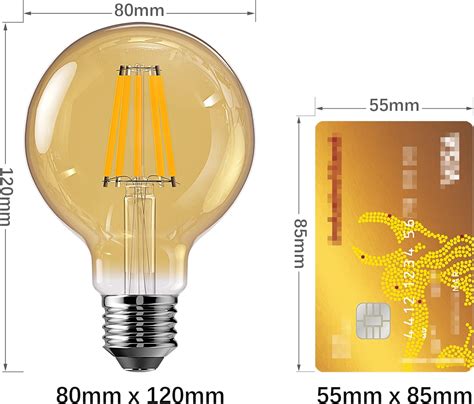 E27 G80 Filament Led Bulbs 7w 60w Equivalent Amber Vintage Large Edison Bulbs 2700k Warm