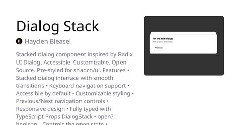 Dialog Stack 21stdev The First Vibe Crafting Tool 21stdev