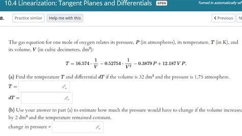 Solved 104 Linearization Tangent Planes And Differentials