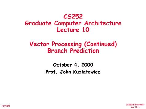 Ppt Cs252 Graduate Computer Architecture Lecture 10 Vector Processing