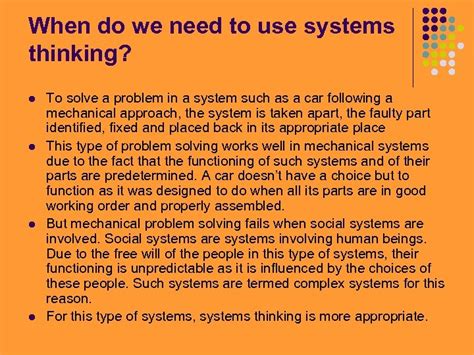 A Systems Thinking Framework For Problem Solving And
