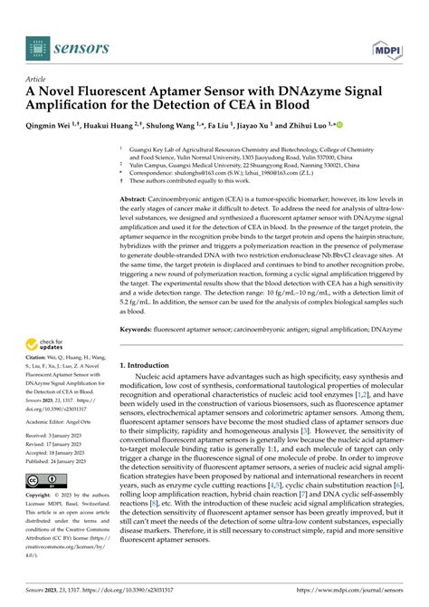 Pdf A Novel Fluorescent Aptamer Sensor With Dnazyme Signal