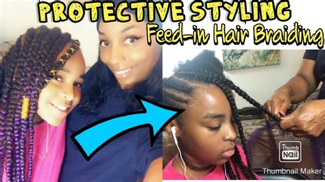 Feed In Braids Protective Styling Natural Hairforeverloveamber Youtube