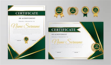 Premium Vector Green And Gold Gradient Certificate Of Appreciation