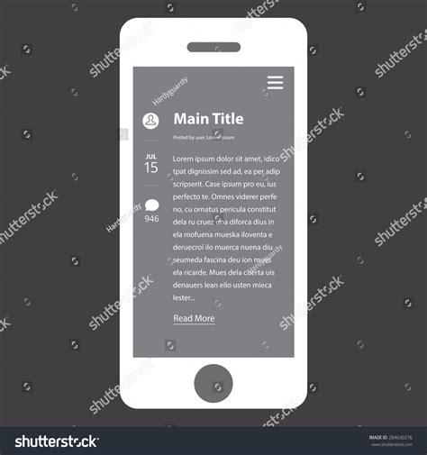 Wireframe Mobile App Ui Kit Blog Stock Vector Royalty Free 284630276 Shutterstock