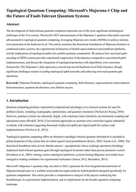 Pdf Topological Quantum Computing Microsofts Majorana 1 Chip And