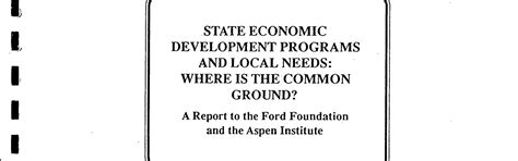 State Economic Development Programs And Local Needs