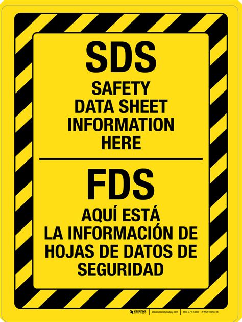 Sds Safety Data Sheet Information Here Bilingual Portrait Wall Sign
