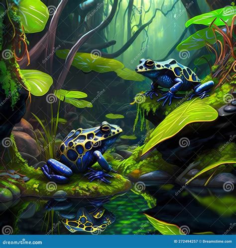 Poison Dart Frog Habitats Generative Ai Stock Illustration Illustration Of Outdoor Fauna