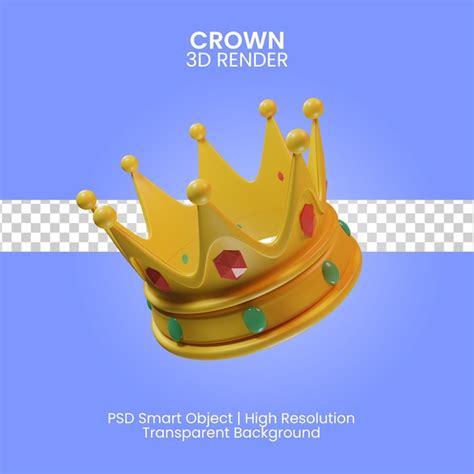 Золотая корона с жемчужиной 3d рендеринга изолированные Премиум Psd Файл