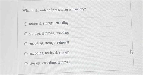 Solved What Is The Order Of Processing In Memory Retrieval Storage