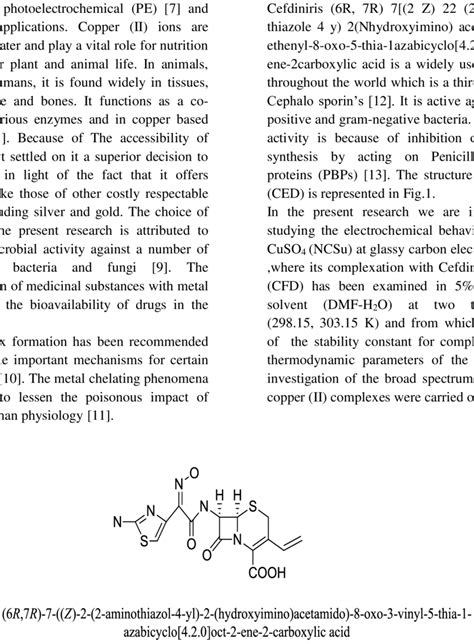 Structural Formula Of Cefdinir Ced Antibiotic Download Scientific