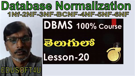 Database Normalization In Dbms Or Sql Dbms Full Course In Telugu Lesson