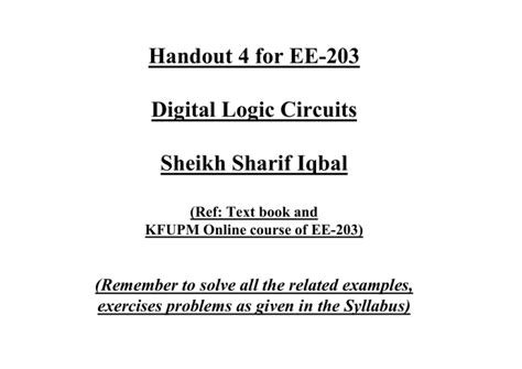 Digital Logic Ckts Faculty Personal Homepage
