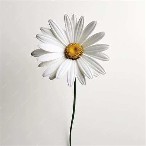 Premium Photo Monochrome Daisy With Long Stem On White Background