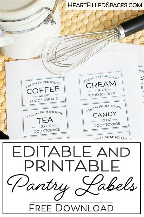 Free Editable Printable Pantry Labels Free Printable Kitchen Labels