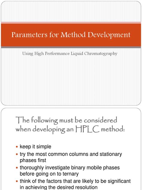 Hplc Method Development Essentials Pdf High Performance Liquid