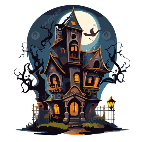 Casa Assombrada De Halloween Assustador Dos Desenhos Animados Vetor