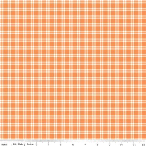 Orange Plaid Fabric Etsy