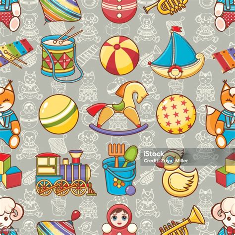 아이 장난감 완벽 한 패턴입니다 엽서 배너 전단지 디자인 요소 귀여운에 대한 스톡 벡터 아트 및 기타 이미지 귀여운 디자인