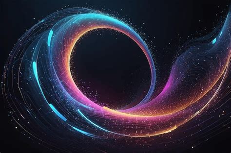 Premium Photo Abstract Circle Wave With Moving Dots Flow Of Particles Cyber Technology