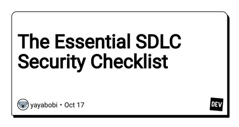The Essential Sdlc Security Checklist