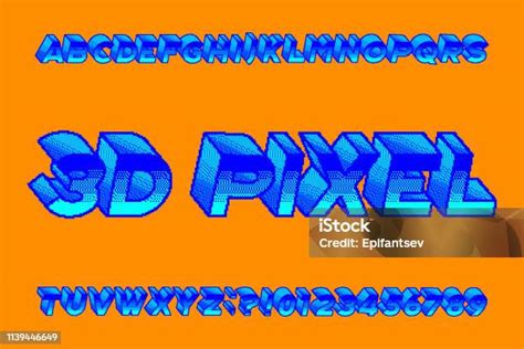 3d 픽셀 알파벳 글꼴입니다 디지털 문자 숫자 및 기호 0명에 대한 스톡 벡터 아트 및 기타 이미지 0명 1980 1989