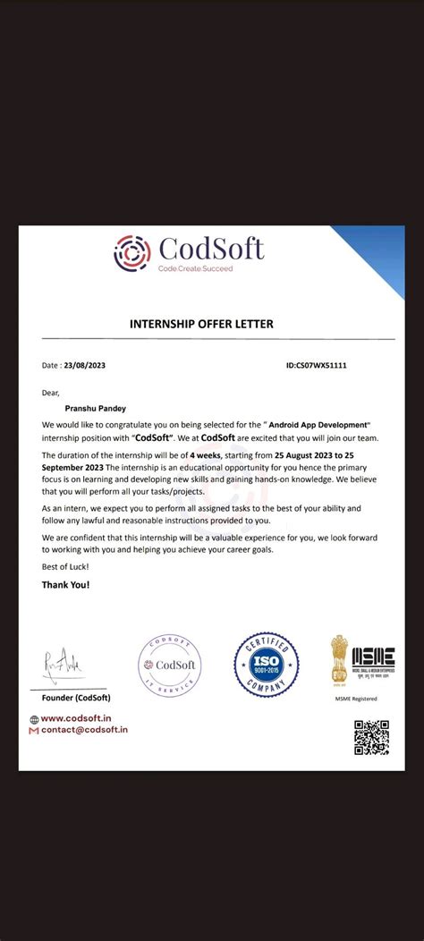 Pranshu Pandey On Linkedin Codsoftinternship Codsoft Androiddevelopment