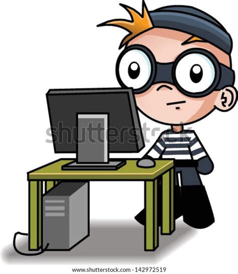 Cute Computer Hacker Vector Clip Art Stock Vector Royalty Free 142972519 Shutterstock