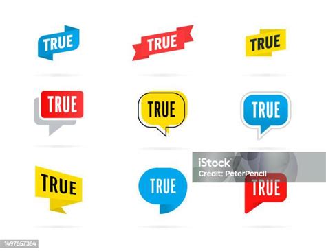 True Set 배너 말풍선 레이블 리본 알림 템플릿 텍스트가 있는 벡터 스톡 일러스트레이션 1에 대한 스톡 벡터 아트 및 기타