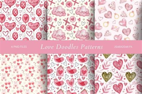 Love Doodles Patterns Graphic By Alldesign98 · Creative Fabrica