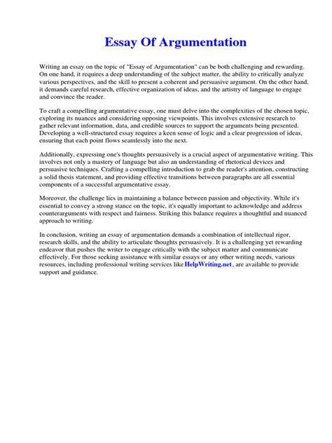 Essay Of Argumentation Pdf Capitalism Essays