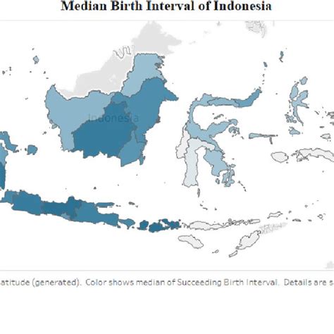 Distribution Map Of The Median Birth Interval In Months In Indonesia