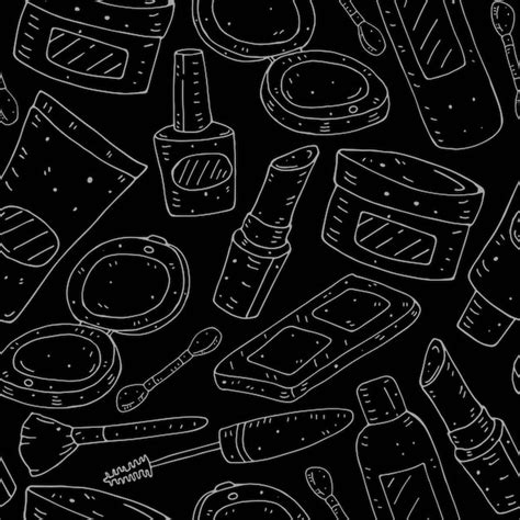 Premium Vector Seamless Pattern With Cartoon Cosmetics