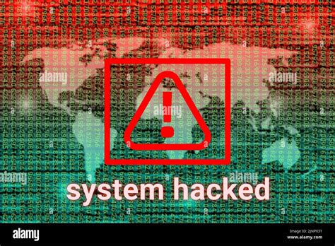 System Hacked World Isolated On World Map And Spotted Light Background Digital Security And