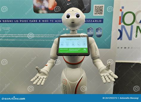 Pepper Robot Interacting With Customer Deliberated Motion Blur