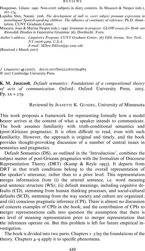 k m jaszczolt default semantics foundations of a compositional