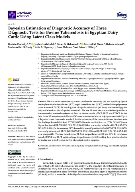 Pdf Bayesian Estimation Of Diagnostic Accuracy Of Three Diagnostic Tests For Bovine
