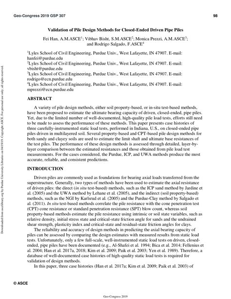 pdf validation of pile design methods for closed ended driven pipe piles