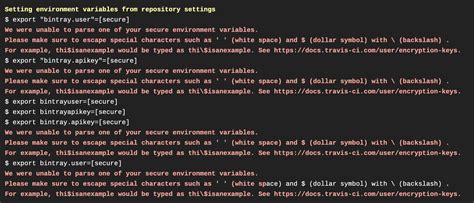 Continuous Integration Travis Ci Environment Variable Key With Dot Stack Overflow