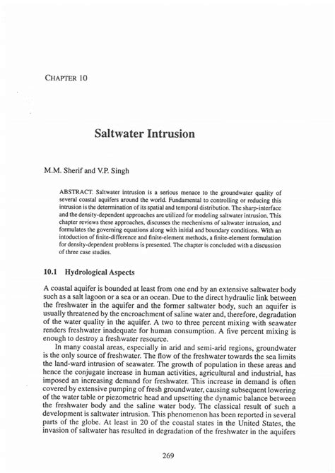 Pdf Saltwater Intrusion